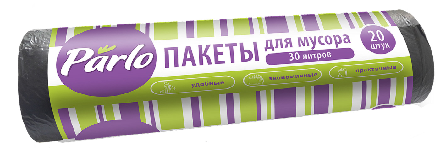 Пакеты для мусора Parlo, 30л, 20 шт в рулоне - Omarket.kz